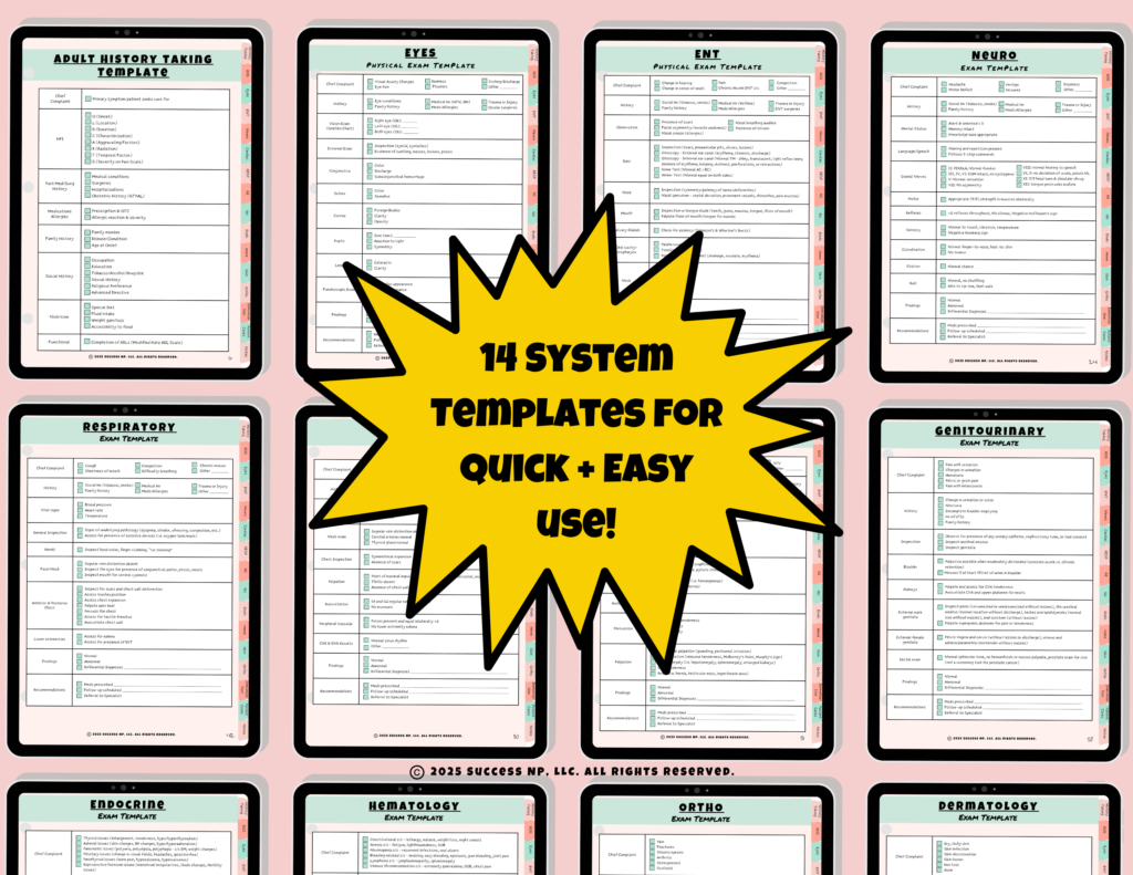 Comprehensive NP Templates: HPI, ROS & Physical Exam by Body System ...