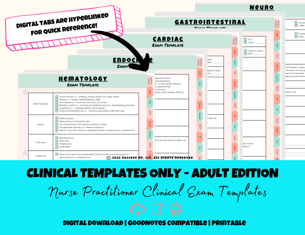 Comprehensive NP Templates: HPI, ROS & Physical Exam by Body System ...